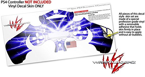WraptorSkinz Skin Compatible with Sony PS4 Dualshock Controller PlayStation 4 Original Slim and Pro Lightning Blue (Controller NOT Included)