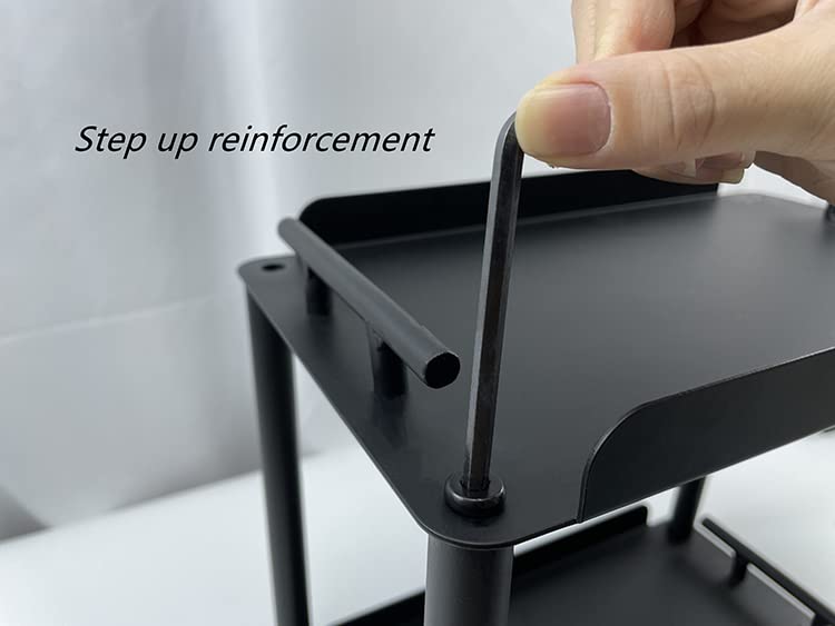 Shahnazbun Spice Organizer, Metal Desktop Storage Rack for Cosmetic, Perfume Organizer Holder 2 Tier Bathroom Desktop countertop Storage Rack for Kitchen, Anti-Slip, Water-Proof., Black