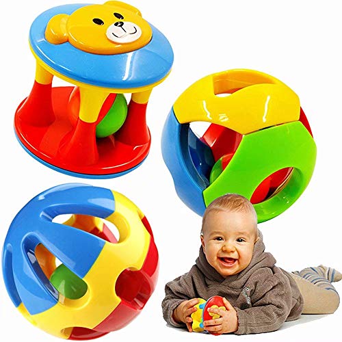 FOREAST 3 Pcs Baby Rattle Ball Toys Colourful Shaking Bell Developmental Rolling Balls Newborn Handbells Infant Gift