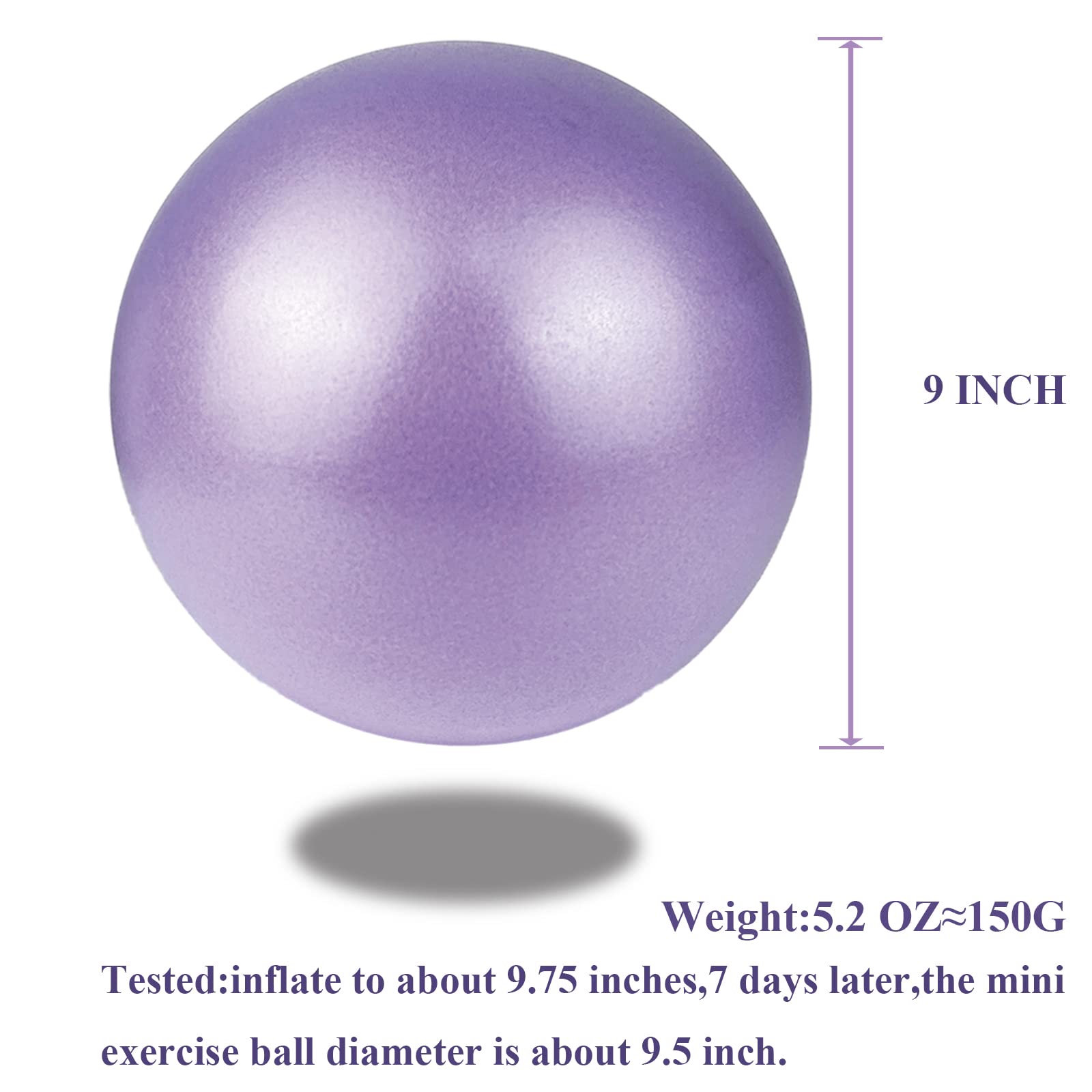FYOURH Pilates Ball 9 inch with Pump 5.2oz for Exercise Home Workout Physical Therapy Yoga Pink