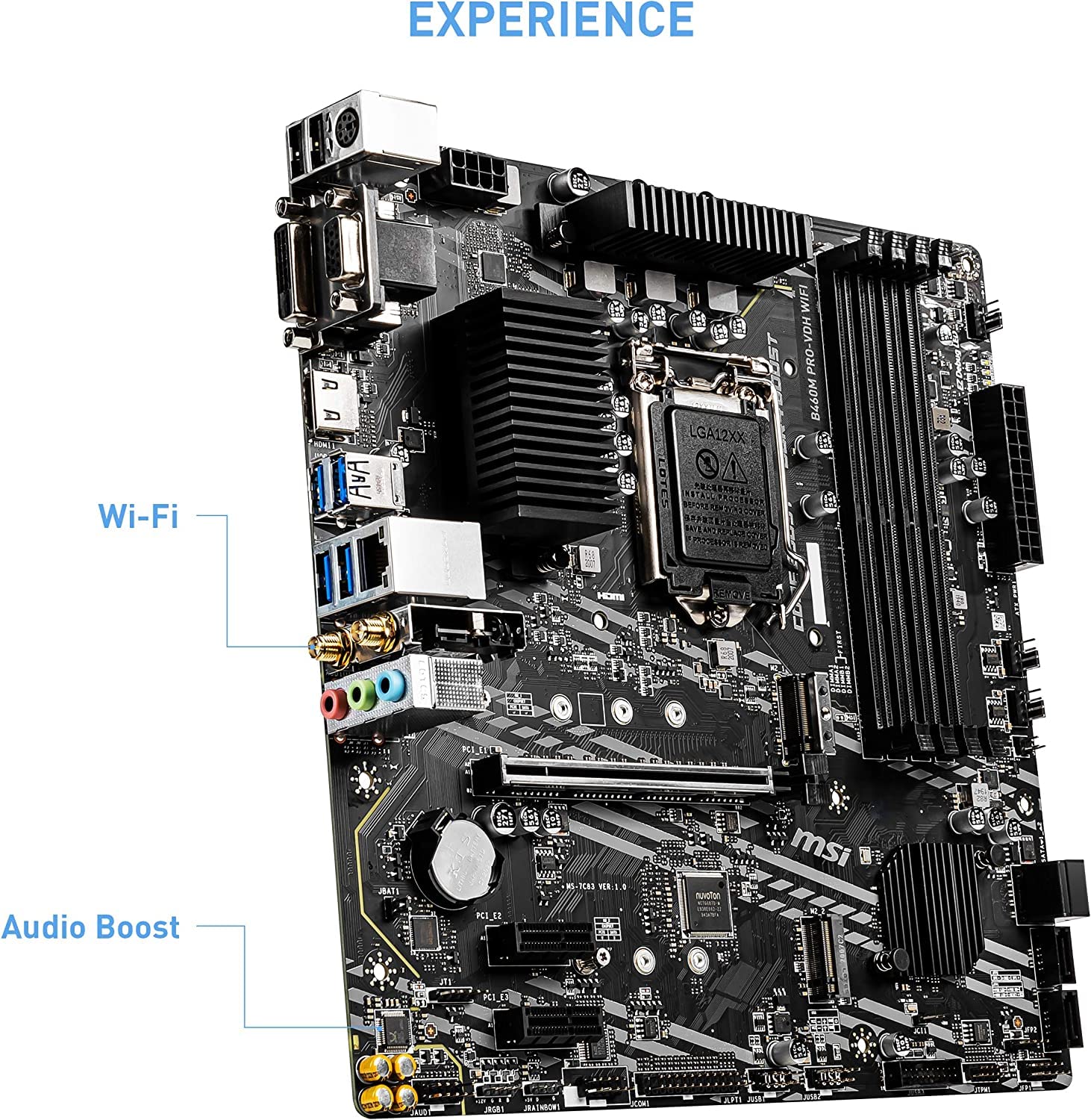 MSI B460M PRO-VDH WiFi ProSeries Motherboard (mATX, 10th Gen Intel Core, LGA 1200 Socket, DDR4, Dual M.2 Slots, USB 3.2 Gen 1, 2.5G LAN, D-SUB/DVI/HDMI, Wi-Fi) (MS-7C83) (Renewed)