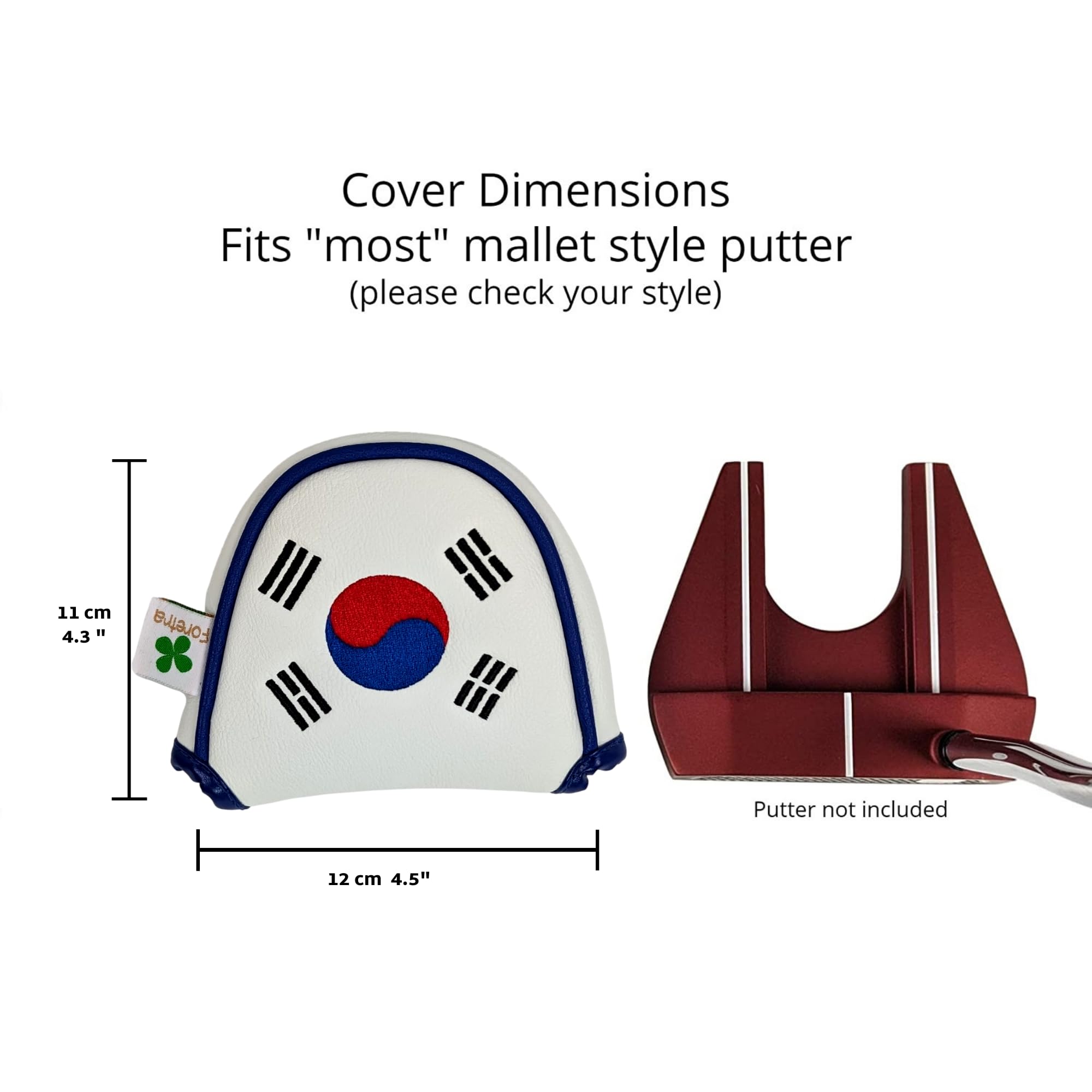 Foretra β Korea Flag - Golf Putter Headcover Quality PU Leather Magnetic Closure for Mallet Style Putters Scotty Cameron Odyssey Taylormade Ping