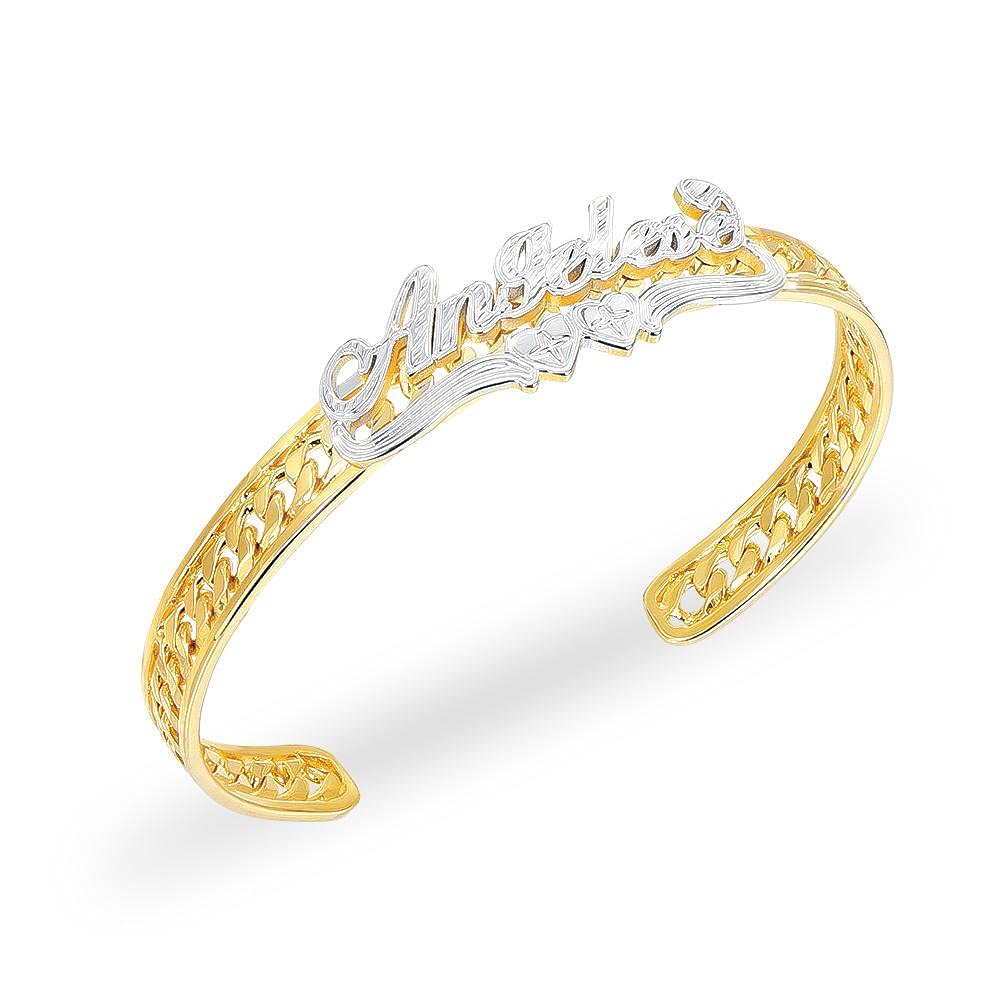 Gemiac Personalized Name Bar Bracelet Initial Charm Unisex Cuff Bracelet Nameplate Bracelet (stlye 4)