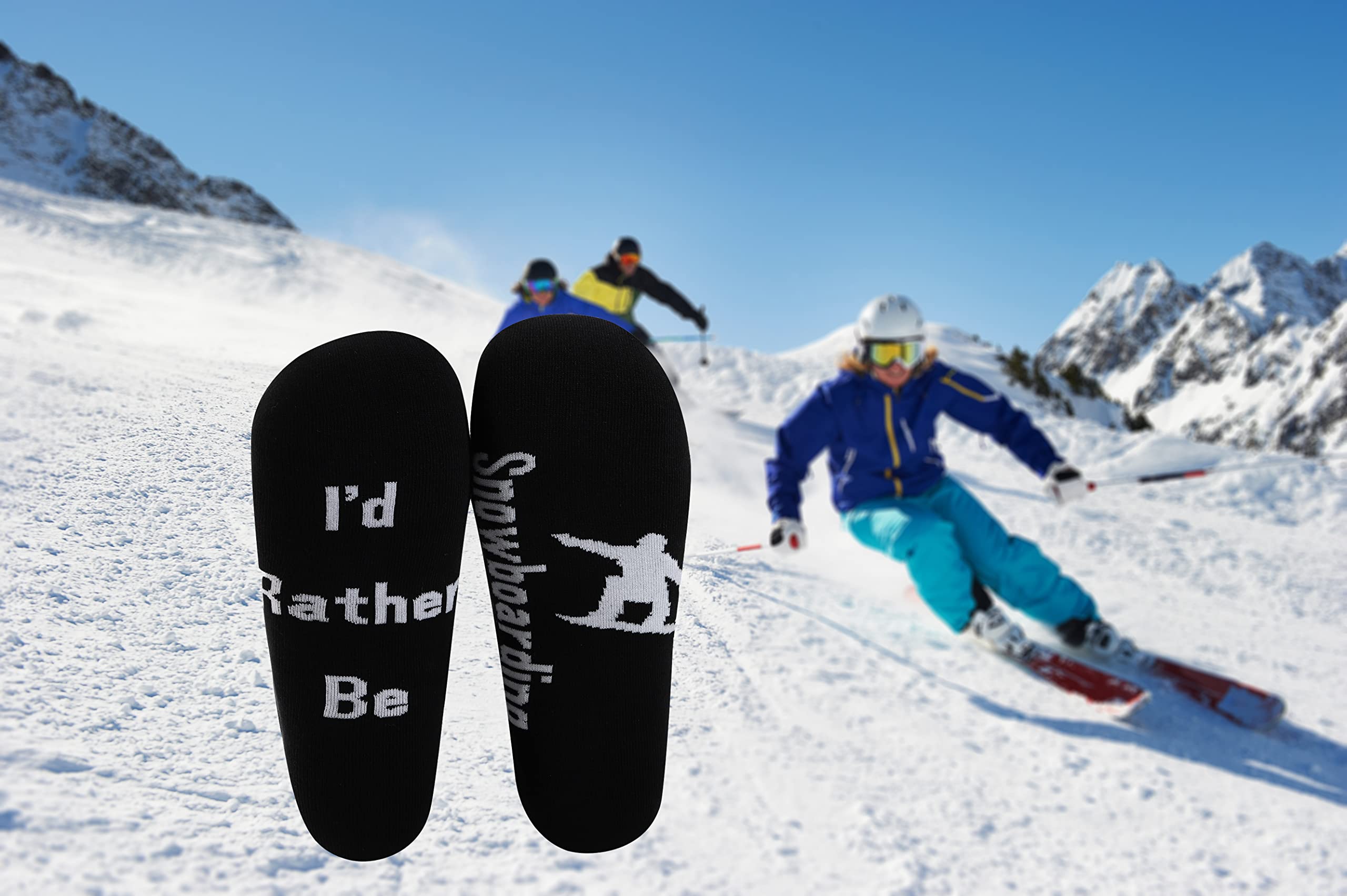G2TUP Skiing Socks Skier Gift Snowboarder Casual Socks for Snowboarding Lovers I’d Rather Be Snowboarding (Skiing Socks)