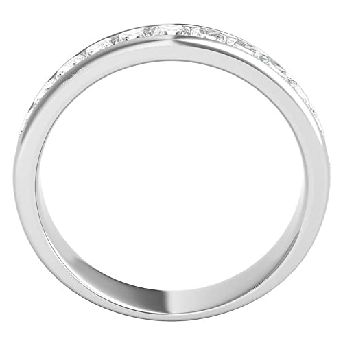 Half Eternity Band Design 2.35CTTW 3 MM Princess Shape Excellent Cut Moissanite Ring In 925 Sterling Silver For Women's Engagement Wedding (10.5)