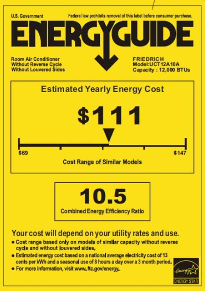 Friedrich MAIN-20110, 11,500 BTU, Uni-Fit Series UCT12A10A in Wall Air Conditioner, 115v, Energy Star