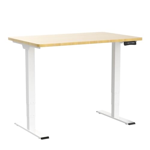 FLEXISPOT Pro 3 Stages Dual Motor Electric Standing Desk 48x30 Inches Whole-Piece Desk Board Height Adjustable Desk Electric Stand Up Desk Sit Stand Desk(White Frame + Natural Desktop)
