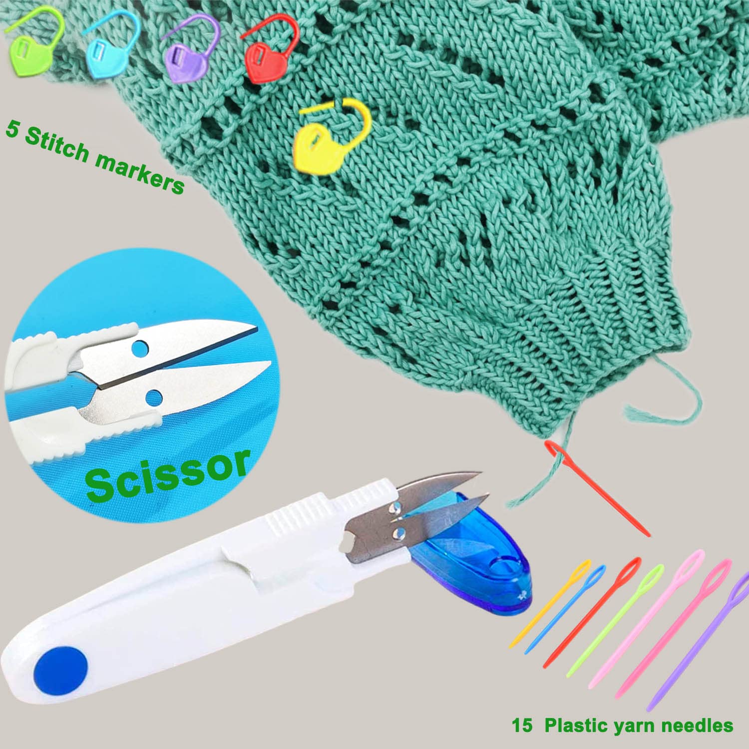 HameiComb Crochet Hook Set,Ergonomic Crochet Hook kit,6 Extra Long Crochet Needles and 27 Crocheting Accessories.