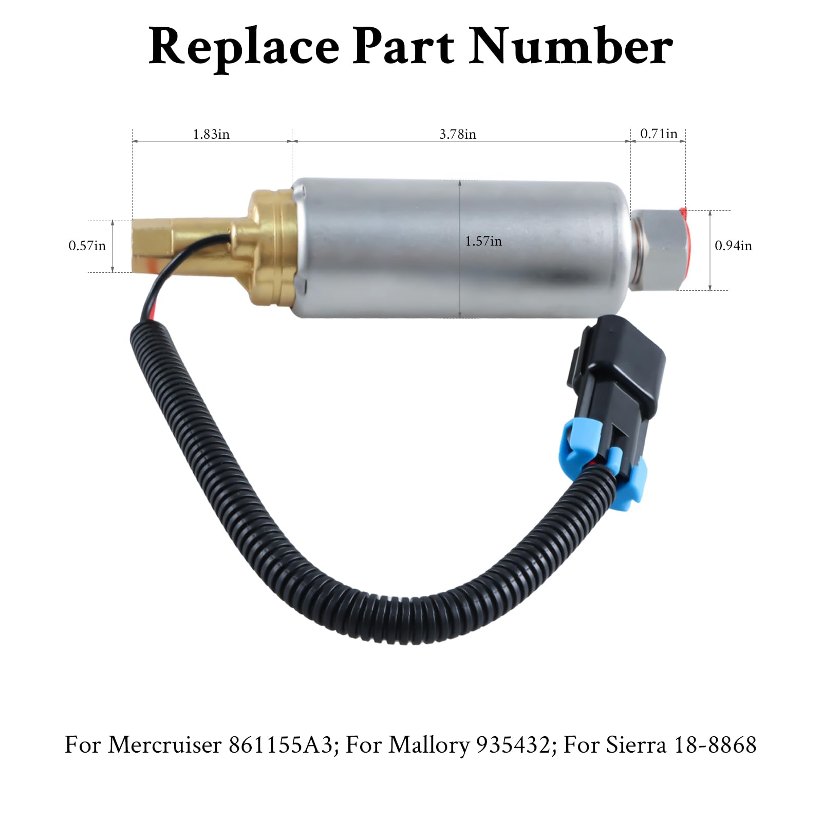 FUSCH Electric Low Pressure Fuel Pump Compatible with Mercury Mercruiser Marine Boat 4.3L 5.0L 5.7L V6 V8 with Carburetor Engines Replaces#:935432 18-8868 861155A3