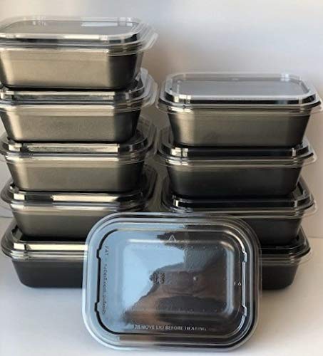 Frozen & Fabulous Meal Prep Containers with Clear Storage Lids, Oven, Microwave & Freezer-Safe, 22 fl oz, Set of 10, Black