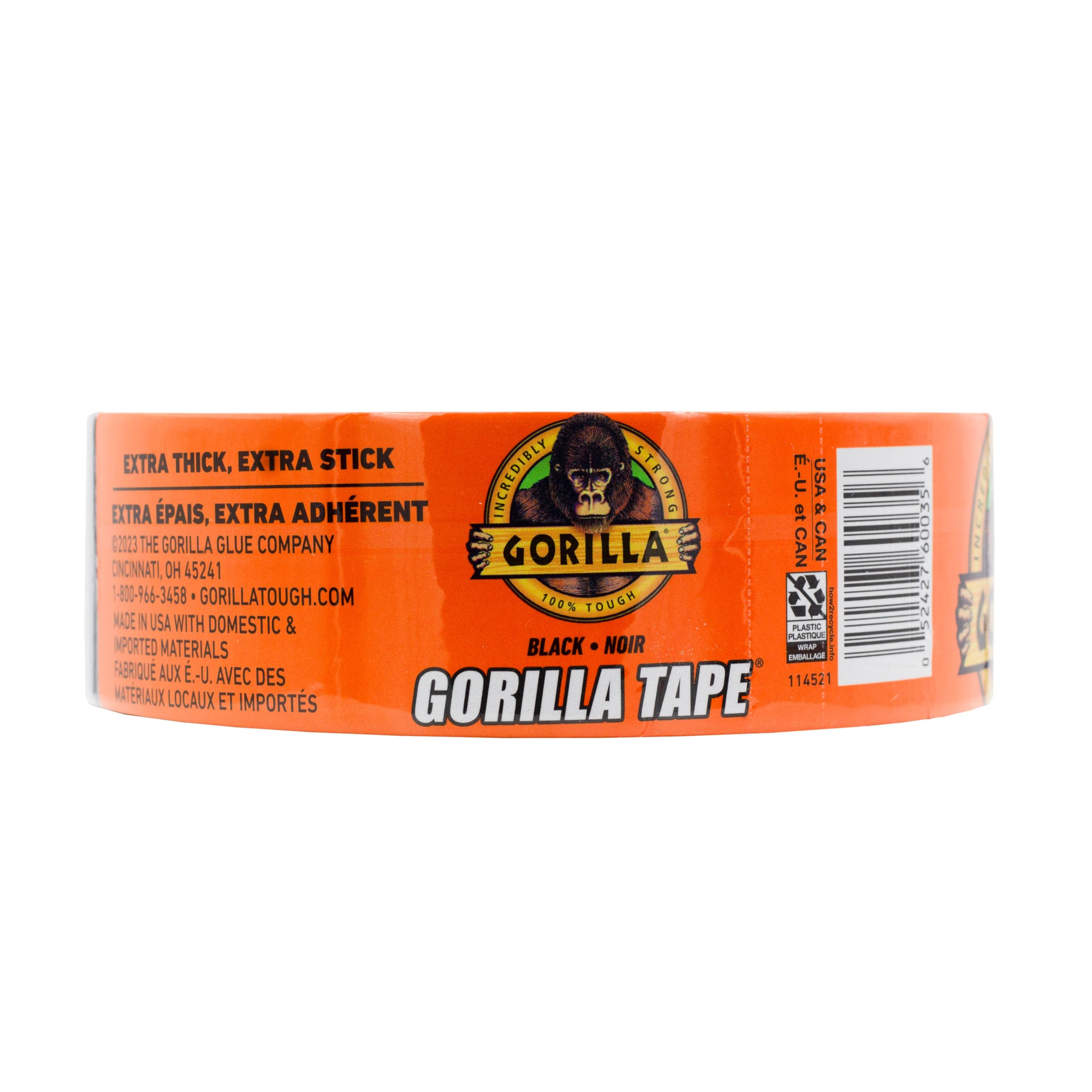 Gorilla Tape, Duct Tape, Utility Tape, Triple Layer Strength, Indoor & Outdoor, Weather Resistant Shell, 1.88 in x 35 yd, Black, (Pack of 2)