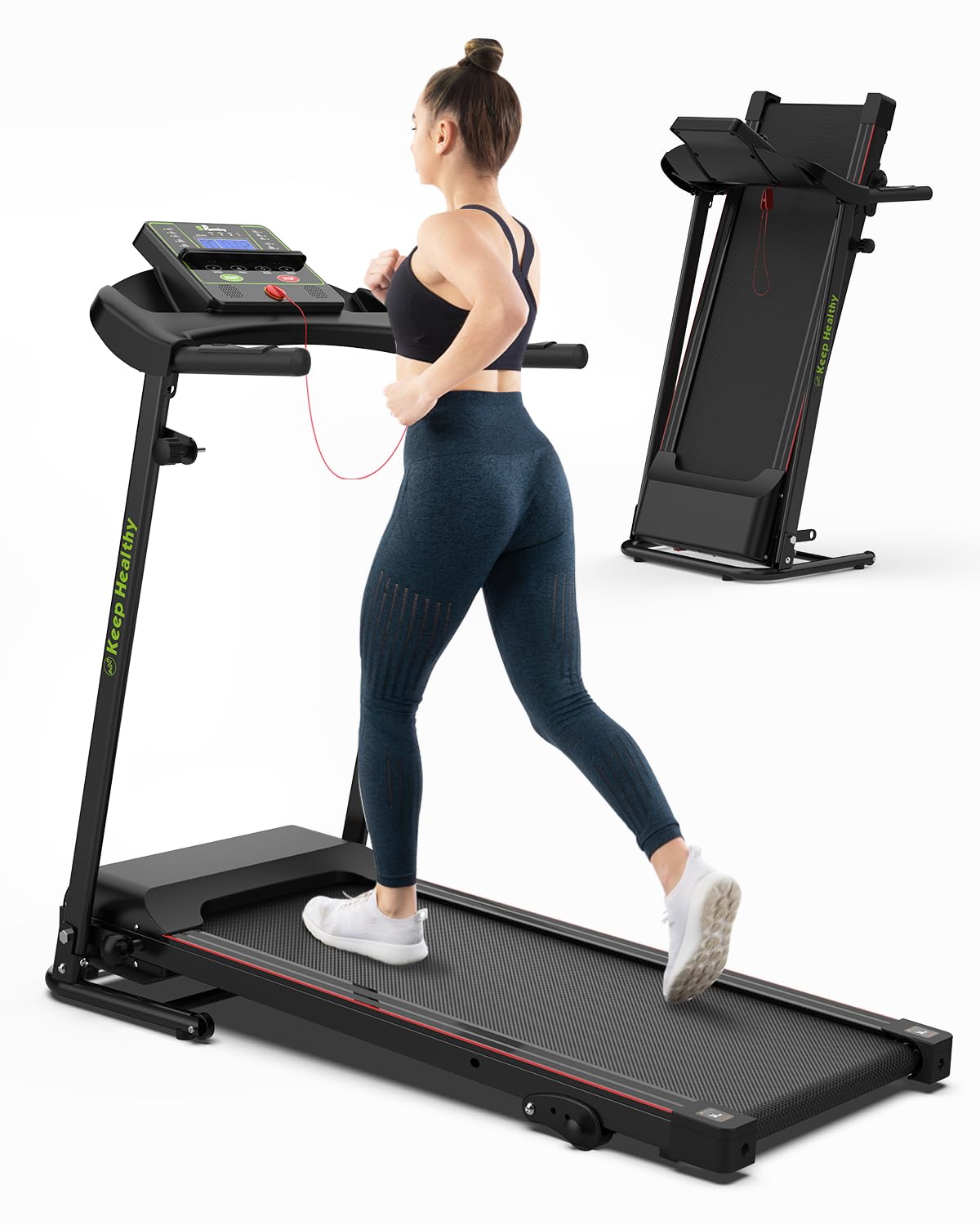 FYC Folding Treadmill for Home Portable Electric Motorized Treadmill Running Exercise Machine Compact Treadmill for Home Gym Fitness Workout Jogging Walking (JK0805E-1)