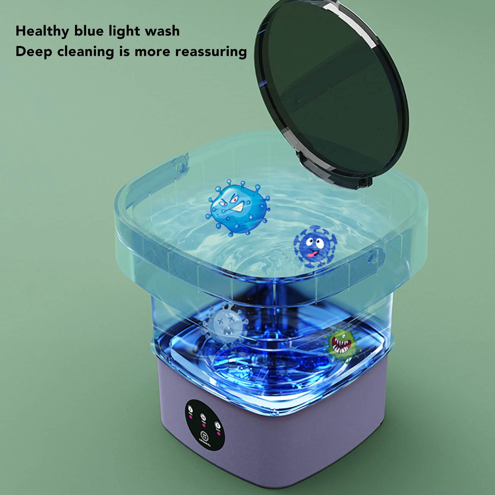 Folding Washing Machine, 100 to 240V Mini Washing Machine TPE PP Portable Clothes Washing Machines Plug in Laundry Machine Small Washer for Apartment Dorm Camping (US Plug)