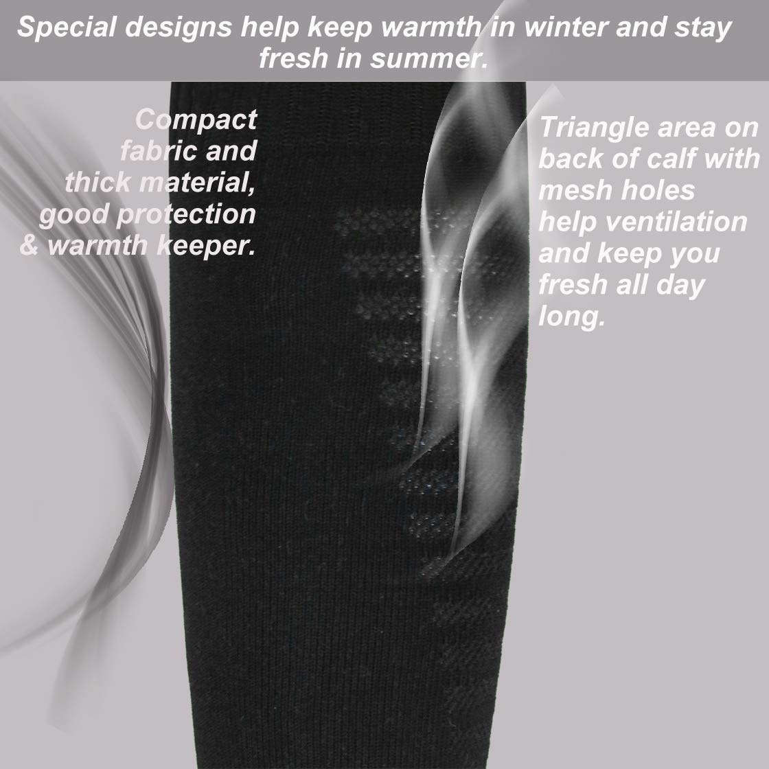 Fitliva Knee High Socks for Men Women Thick Cotton Nylon Sport and Work Boot Socks (3 Pair Black Size L)