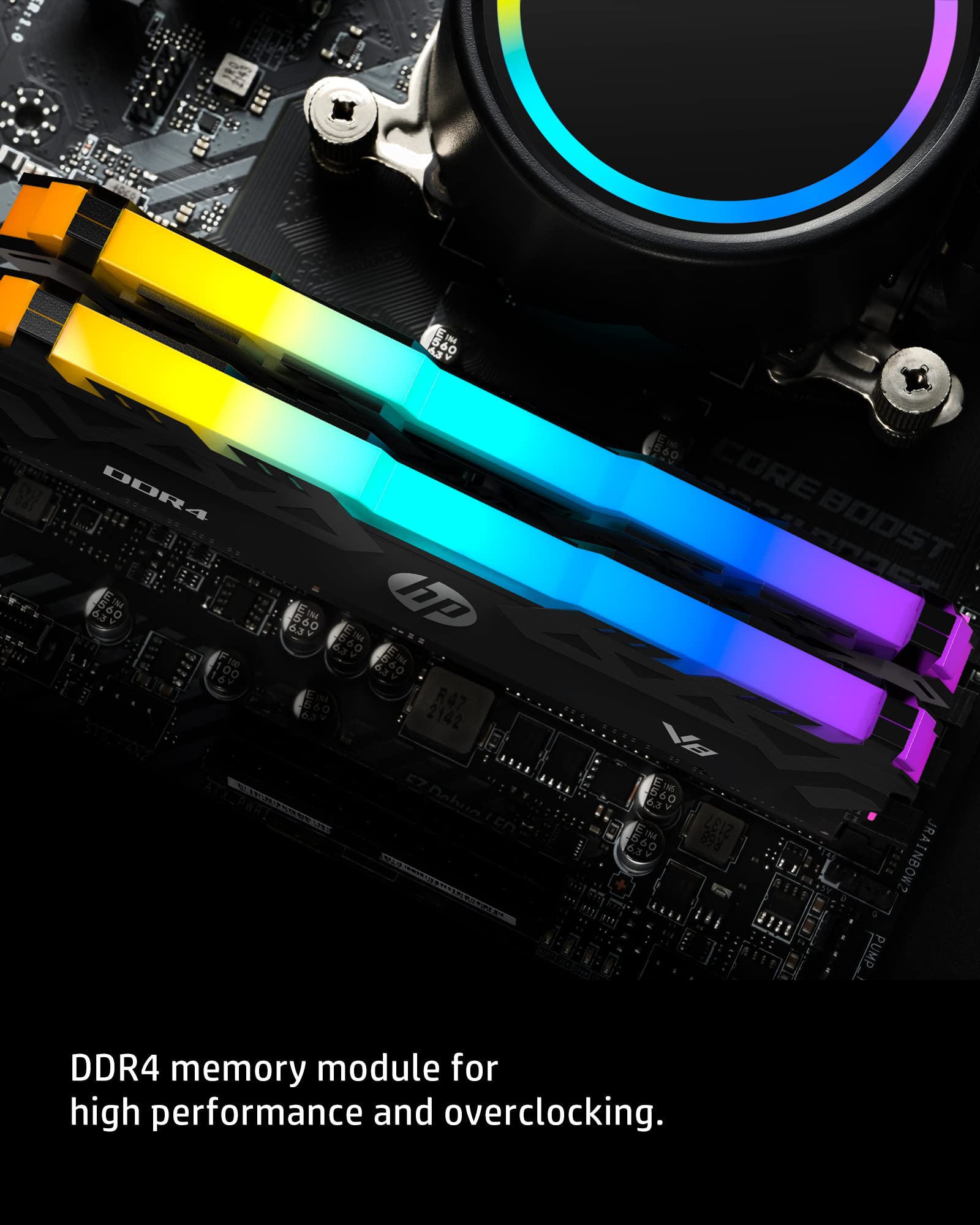 HP V8 RGB RAM 16GB Kit (8GBx2) DDR4 3200MHz CL16 1.35V Desktop Computer Gaming LED Memory - 8MG02AA#ABC