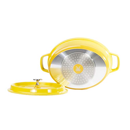 G.E.T. CA-009-Y/BK Heiss Energy-Efficient Cast Aluminum Dutch Oven, 3.5 Quart, Oval, Yellow