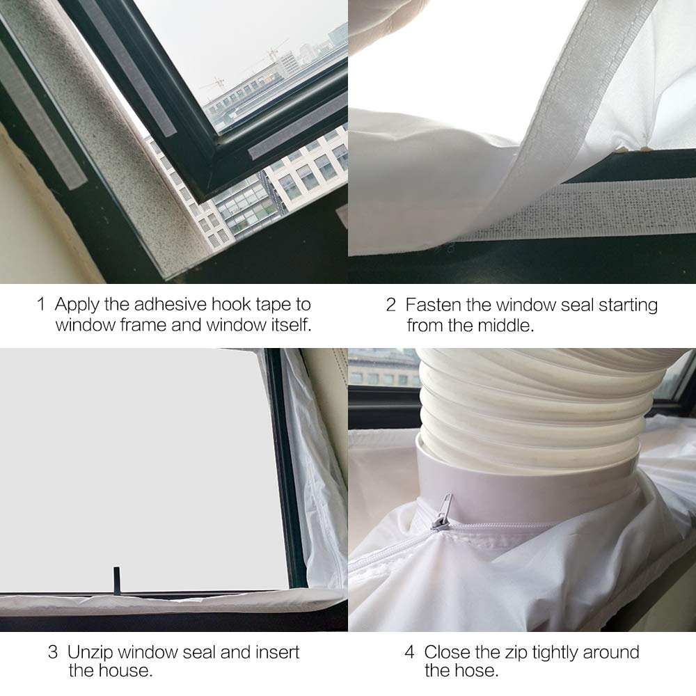 FUNTECK AC Window Seal Kit for Portable Air Conditioner, Compatible with Medium or Large Casement Crank Window and Tilting Window, Waterproof, 157 inch