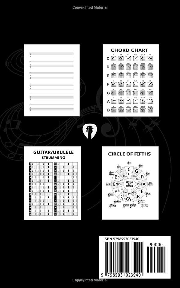 Guitar Tablature Notebook with Extra Charts: Blank Guitar Tablature Paper, Standard Tab Manuscript Paperback Chord Chart Ukulele Strumming, Circle of Fifths