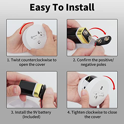Geevon 6 Pack Water Leak Detectors, 100dB Water Sensor Alarms Flood Detector for Basements, Bathrooms, Laundry Rooms, Kitchens, Garages, and Attics, Water Alarms Battery-Operated (Battery Included)