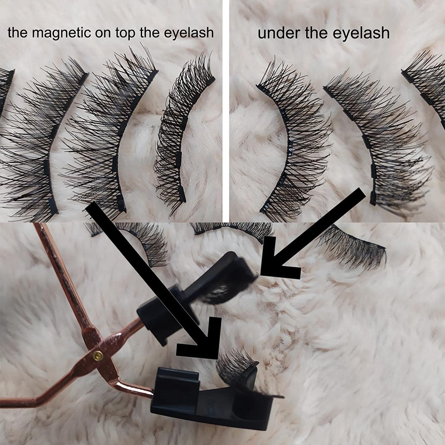 Gemonad Magnetic Eyelashes without Eyeliner, Reusable Dual Magnetic lashes, Looking Natural No Glue 3D False Eyelashes Kit with Applicator, Fake Lashes Extension, Easy to Wear