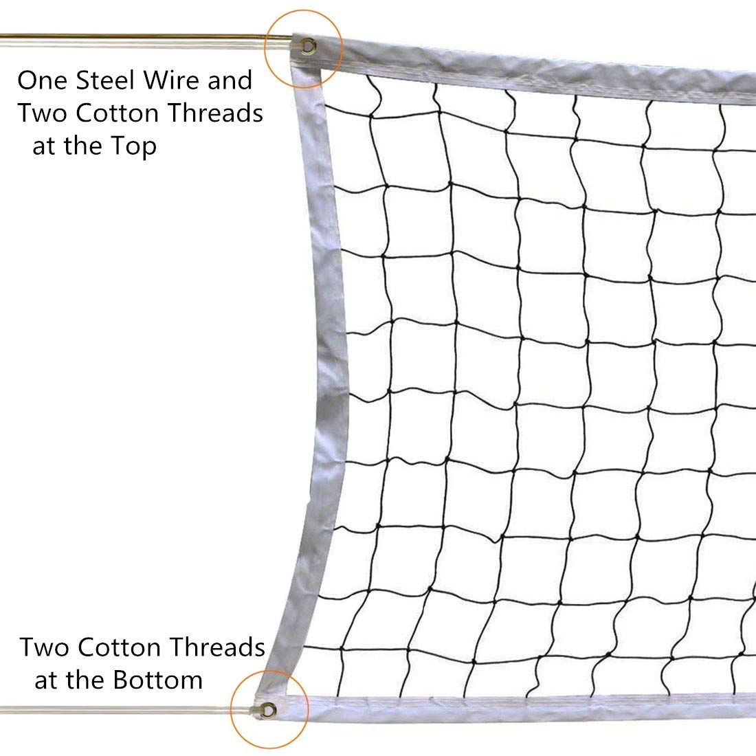 FUTISKY Volleyball Net 32 FT x 3 FT Beach Ball Net Portable Official Standard Size Indoor Outdoor Sports Training Equipment/Without Frame
