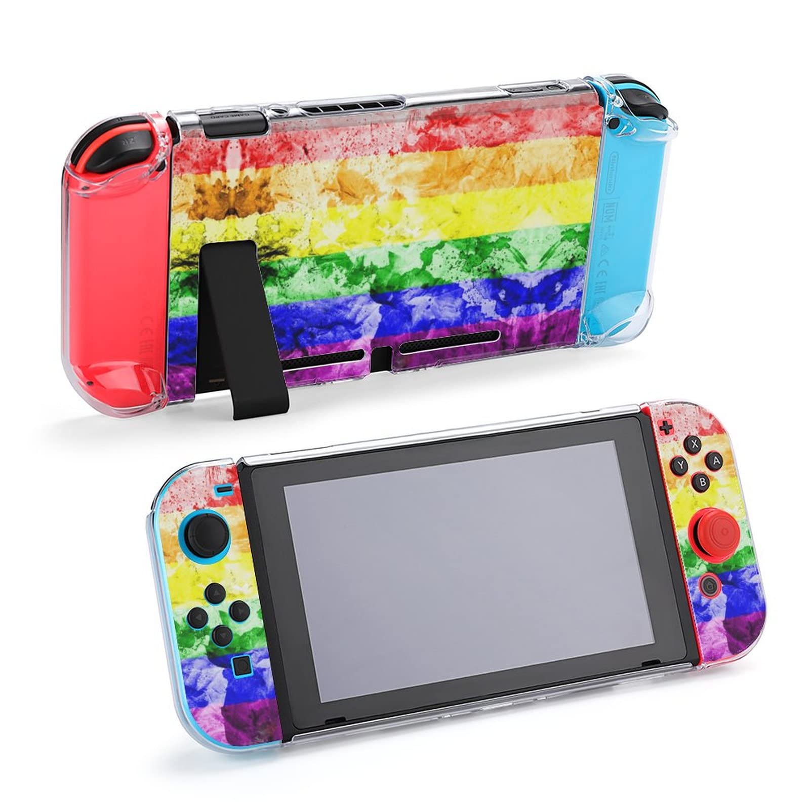 GADZILLE Dockable Switch Case Rainbow Flag Gay Pride Painted Switch Case Full Protection Anti-Fall-Scratch Durable Hard Nintendos Switch Case Protector for Switch Console And Joy-Cons