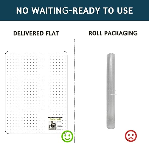 Futurwit Low Pile Carpet Office Mat, 47'' x 29'' Rectangle, Clear Chair Mats Protector Carpeted Floors, Crack-Resistant Design, Glide with Ease, Shipped Flat - Transparent