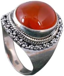 Girivar Creations Carnelian Ring 925 Solid Sterling Silver Ring For Women & Men Handmade Ring Gemstone Ring Engagement Ring Orange Stone Ring Eternity Band Ring Boho Gift (9)