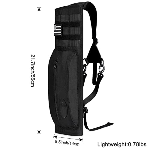 G4Free Archery Back Arrow Quiver Deluxe Canvas Arrow Holder Shoulder Hanged Hunting Target Quiver (Black with Tactical Patch)