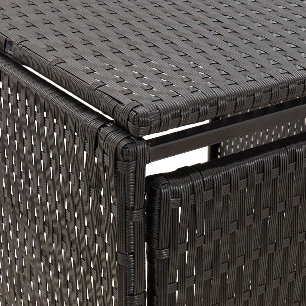 vidaXL Poly Rattan Double Wheelie Bin Shed - Durable, Weather Resistant, Easy Access Lid, Lockable Front Door - Garden Accessory, Black