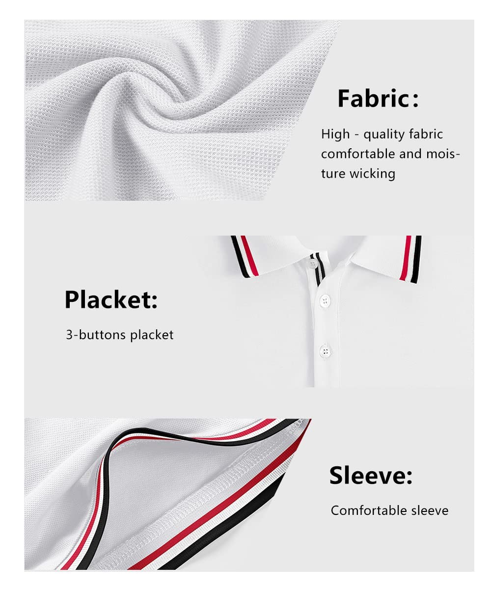 GEEK LIGHTING Polo Shirts for Men Short Sleeve Summer Causal Collared Golf Tennis T-Shirt,White XL