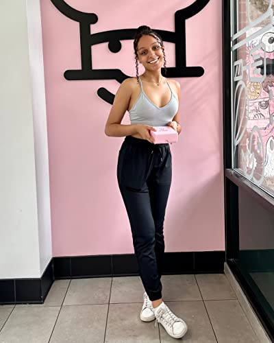 G4Free Joggers Pants for Women Stretch Golf Comfy Travel Pants with 4 Pockets for Casual Lounge Workout (Black,M,28")