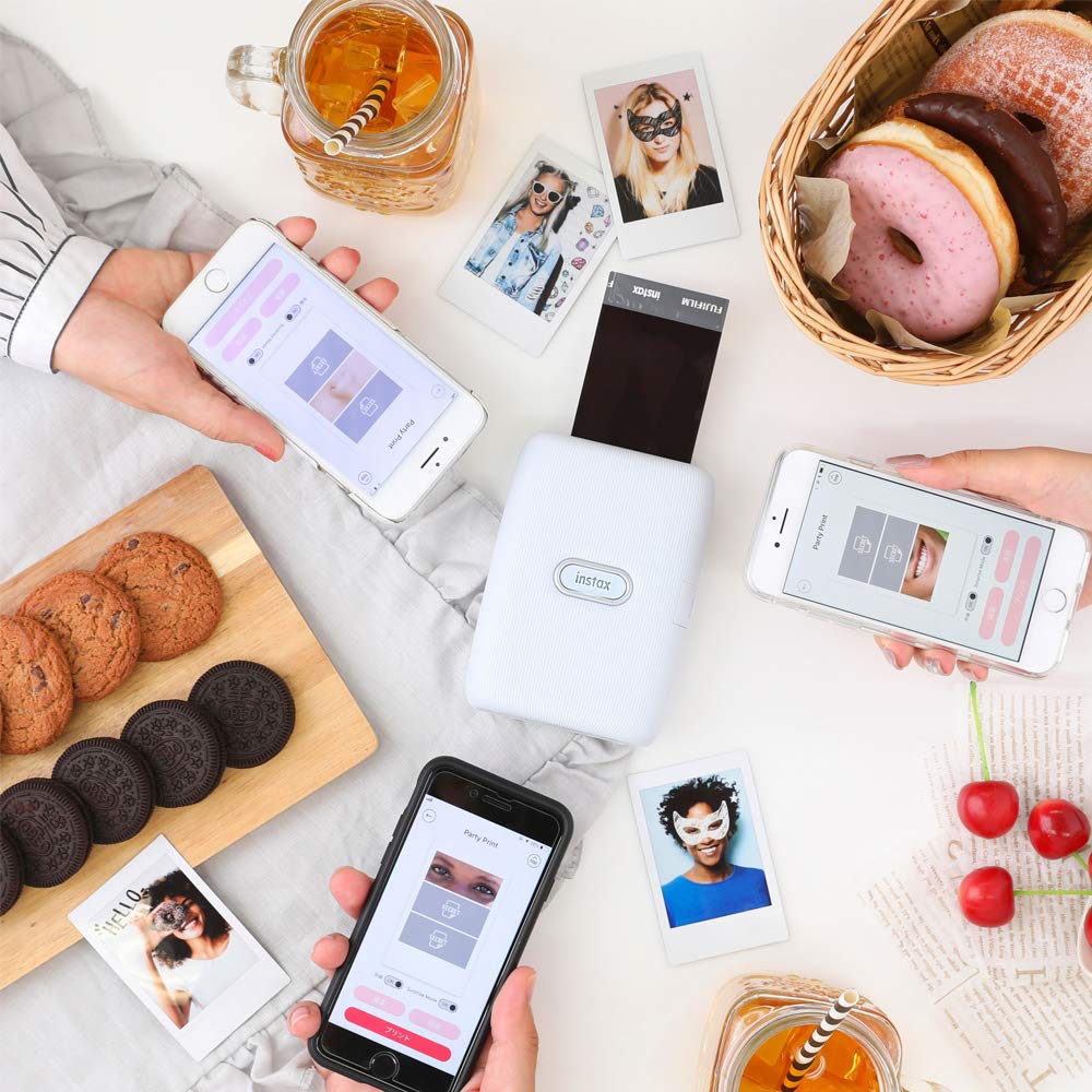 Fujifilm Instax Mini Link Smartphone Printer (Ash White) - Fuji Instax Mini Instant Film (20 Sheets) - Instax Accessory Bundle
