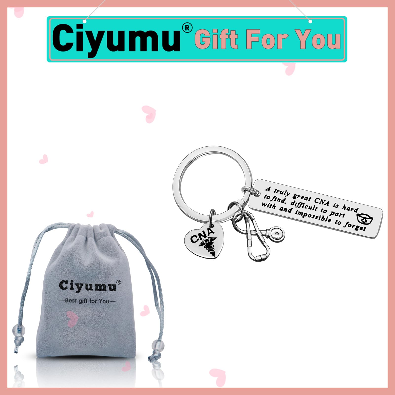 For CNA Gift Certified Nursing Assistant Gift CNA Keychain Graduation Gift for CNA Nurse Day Gift,Nursing School,Medical Student Gift,Stethoscope Keychain,Nurse Christmas Birthday Gift for CNA Week
