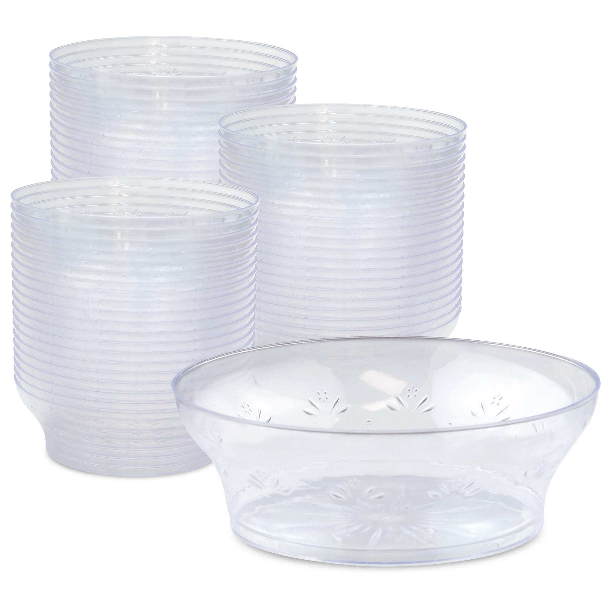 Fit Meal Prep [60 Pack Clear Plastic Bowls - 10 oz Hard Ice Cream Cups, Disposable, Small Serving for Sundae, Dessert, Sauce, Salad, Snacks at Home, Party, Catering, Wedding