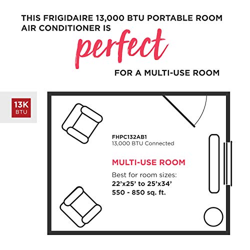 Frigidaire FHPC132AB1 Portable Air Conditioner with Remote Control, Up to 450 Sq. Ft, White