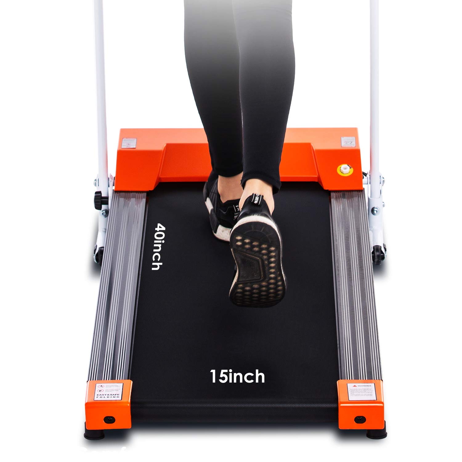 Flyerstoy Folding Electric Treadmill Exercise Equipment Walking Running Machine with 'Pacer Control' & Heart Rate System (1.5HP-Orange)
