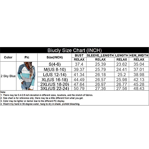 SHEWIN Womens Striped Color Block Lightweight Knit Sweater Hoodies Casual Long Sleeve V Neck Drawstring Pullover Sweatshirts Fall Sweaters for Women 2023,US 12-14(L),Sky Blue