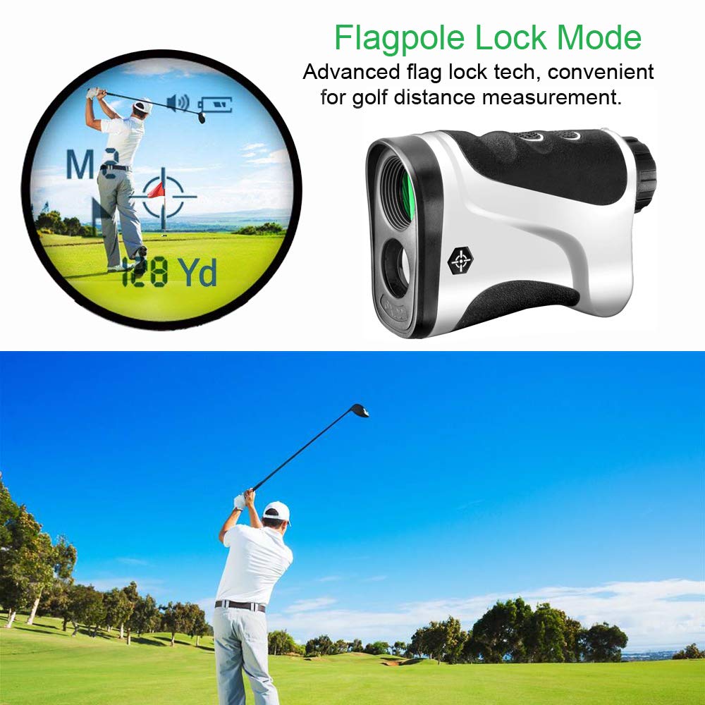 Gosky Golf Rangefinder - Laser Range Finder with Ranging, Scan, Flagpole Lock, and Speed Function - Free Battery (LE600G, 650yd/600m)