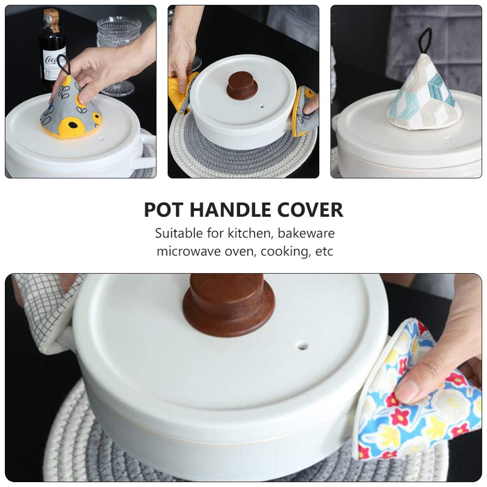 Hemoton 4pcs Cooking Pinch Mitts Pot Clip Holder Moving Hot Plate Bowls Gloves Grips Triangle Covers Oven Mitten Hand Protector for Kitchen