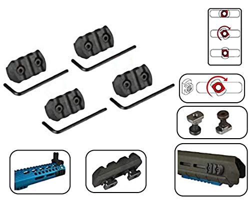 GOTICAL 1 Inch 3 Slots Mlok Picatinny Rail with Allen Wrenches - High Strength Polymer Mlok Rail - Set of 4 Pieces