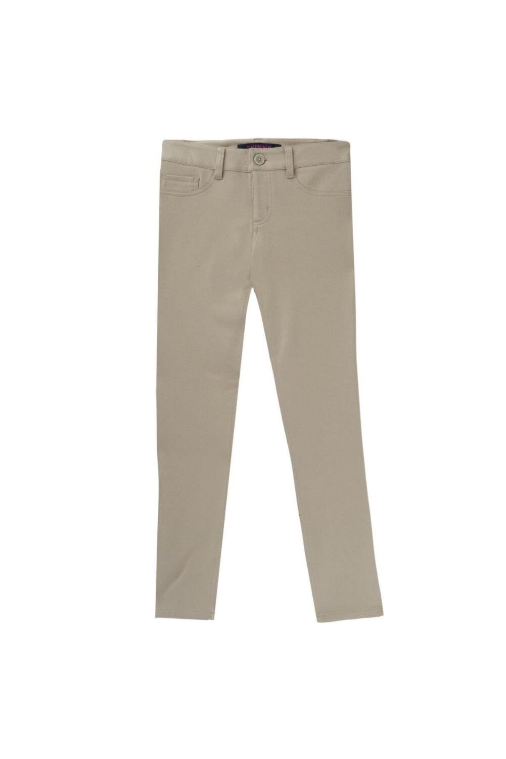 French Toast Girls' Big Stretch Skinny 5 Pocket Knit Pant, Khaki, 8