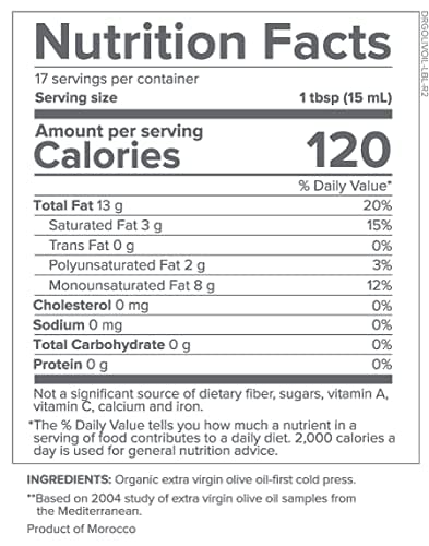 Gundry MD® Organic Extra Virgin First Cold Press Moroccan Polyphenol Rich Olive Oil (Olive Oil)