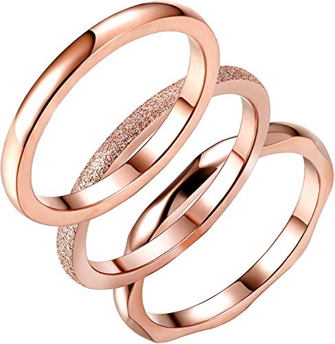 Ganga Jewells 3Pcs 2mm Eternity Stackable 925 Silver Band Rings Statement Wedding Ring For Women Shiny And Hammered Rings Silver, 4-11
