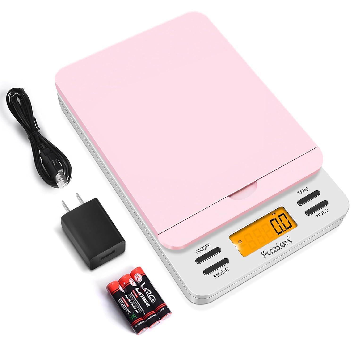Fuzion Shipping Scale, Accurate Digital Postal Scale 86 lb/0.1 oz with Hold and Tare Function, LCD Display, Auto-Off, Postage Scale for Packages and Mailing, Battery & DC Adapter Included