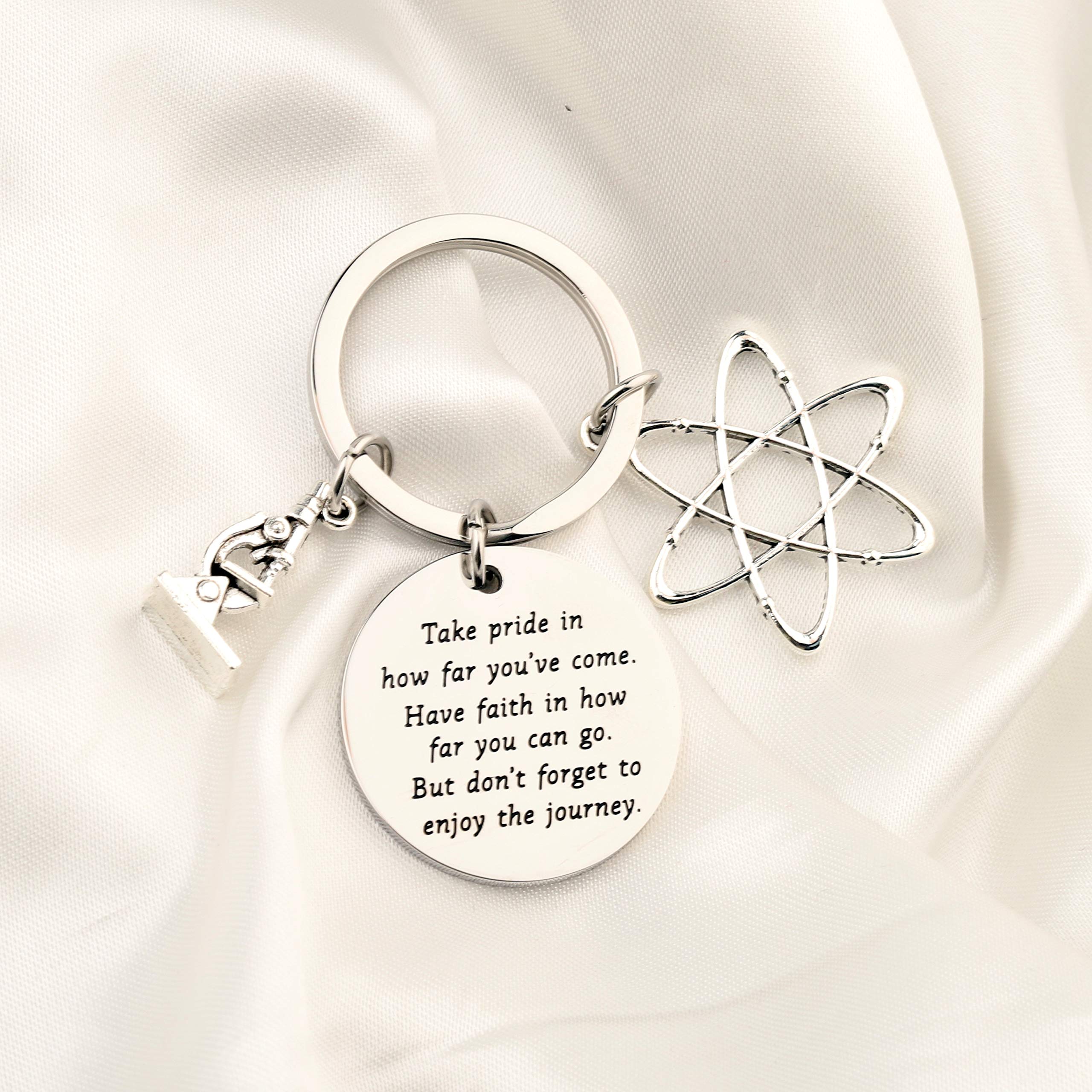 FUSTMW Science keychain Chemistry Science Gifts Atom Microscope Keychain Scientist Physicist Chemist Graduation Gift Biology Jewelry Science Lovers Gift (Science keychain)