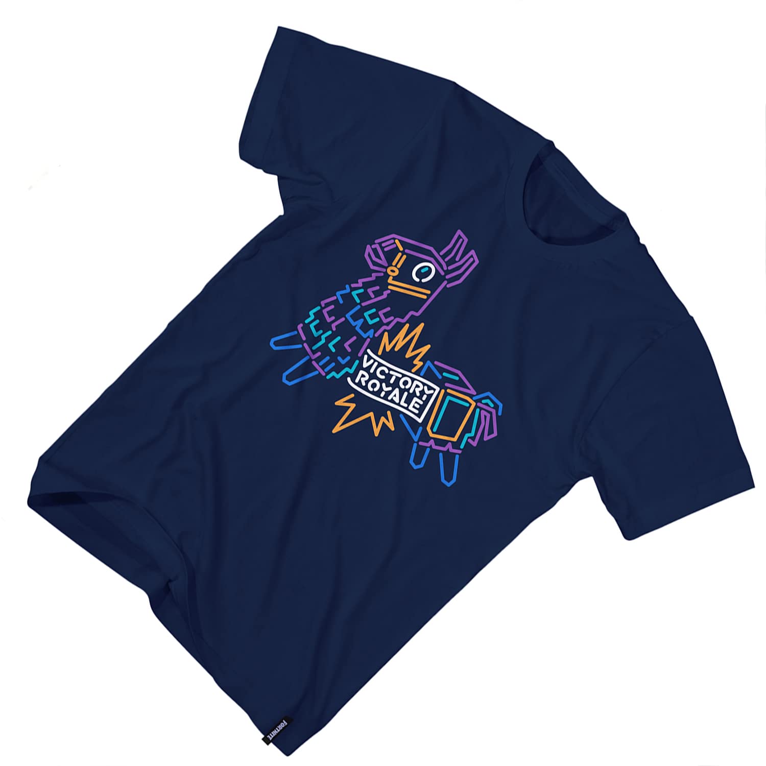 FORTNITE Boys Video Game Shirt - Squad Up, Llamas, Cuddle Team, Durr Burger, Guaco's Tacos T-Shirt (Navy Llama, Large)