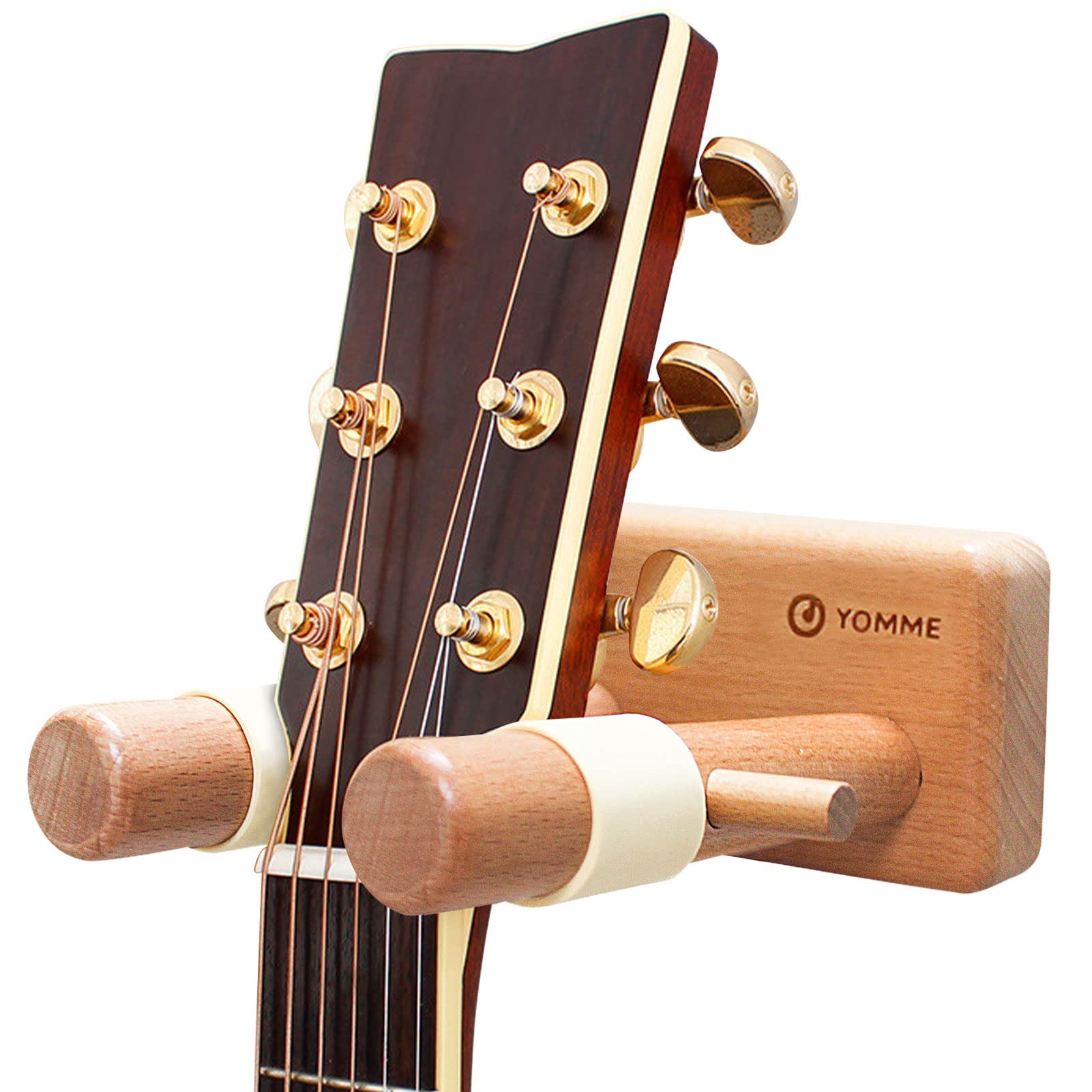 GeeJery Guitar Wall Hanger,Wood Guitar Wall Mount for Acoustic/Classical Guitar/Ukulele,Punch-Free Guitar Hook Adjustable Spacing
