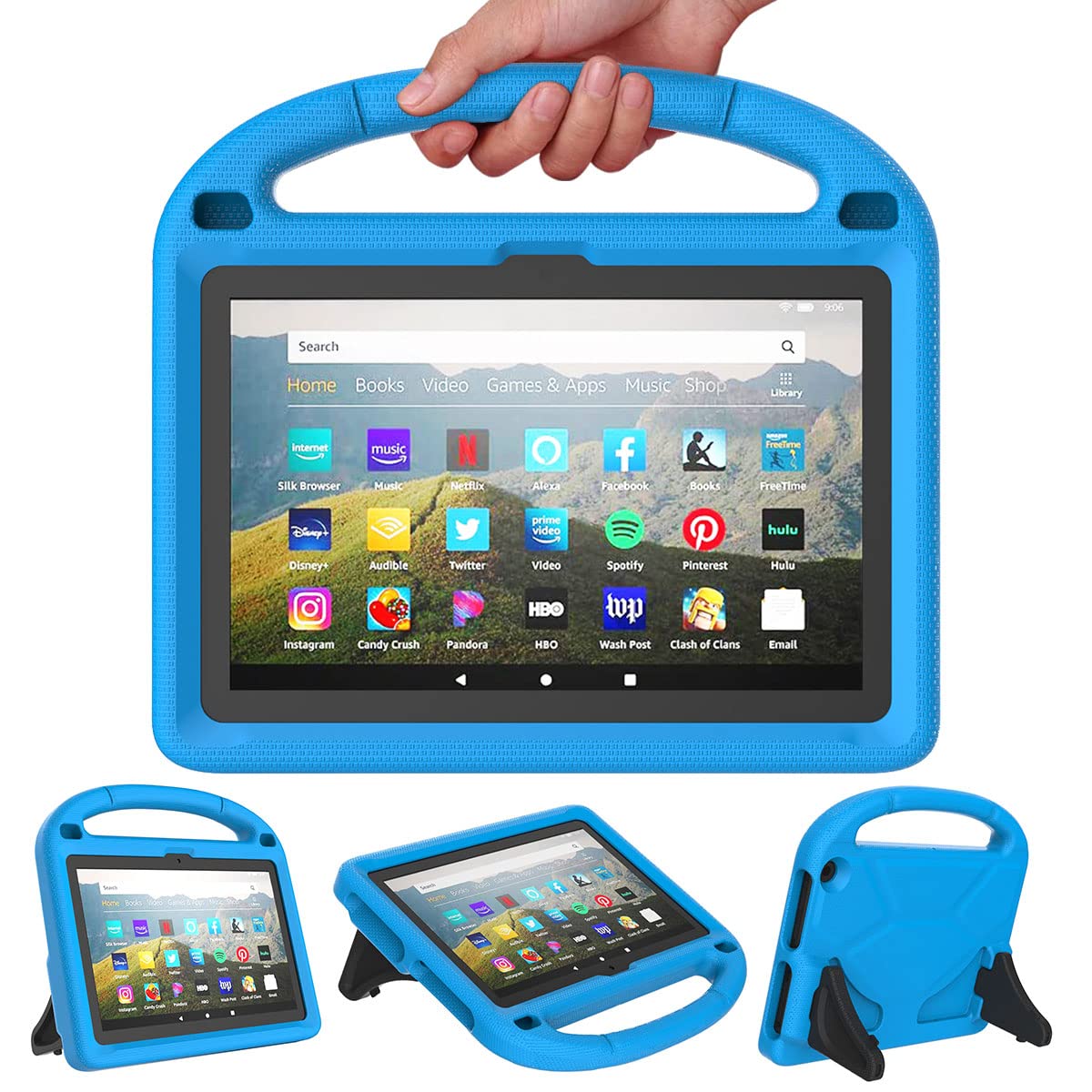 Fire 8 Tablet Case for Kids, YIHE Case for Amazon Fire 8/HD 8/8 Plus Kids Pro (2022 Model & 10th Generation-2020), Shockproof Kidproof Protective Case with Handle Stand for Fire 8 inch, Blue