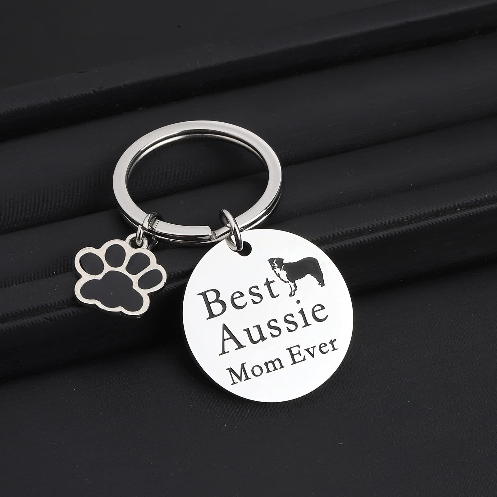 FOTAP Australian Shepherd Keychain Best Aussie Mom Ever Jewelry Australian Shepherd Gifts Aussie Dog Lover Gift Dog Mom Gift (Aussie Mom)